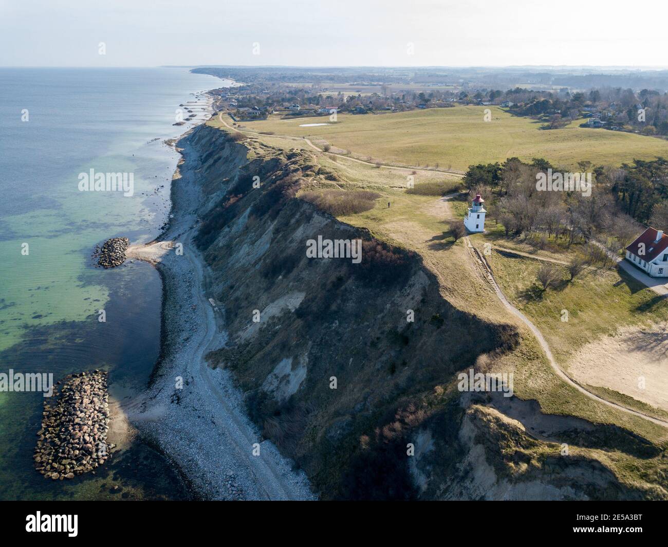 Drone View of Spodsbjerg Lighthouse and Coastline Stock Photo - Alamy