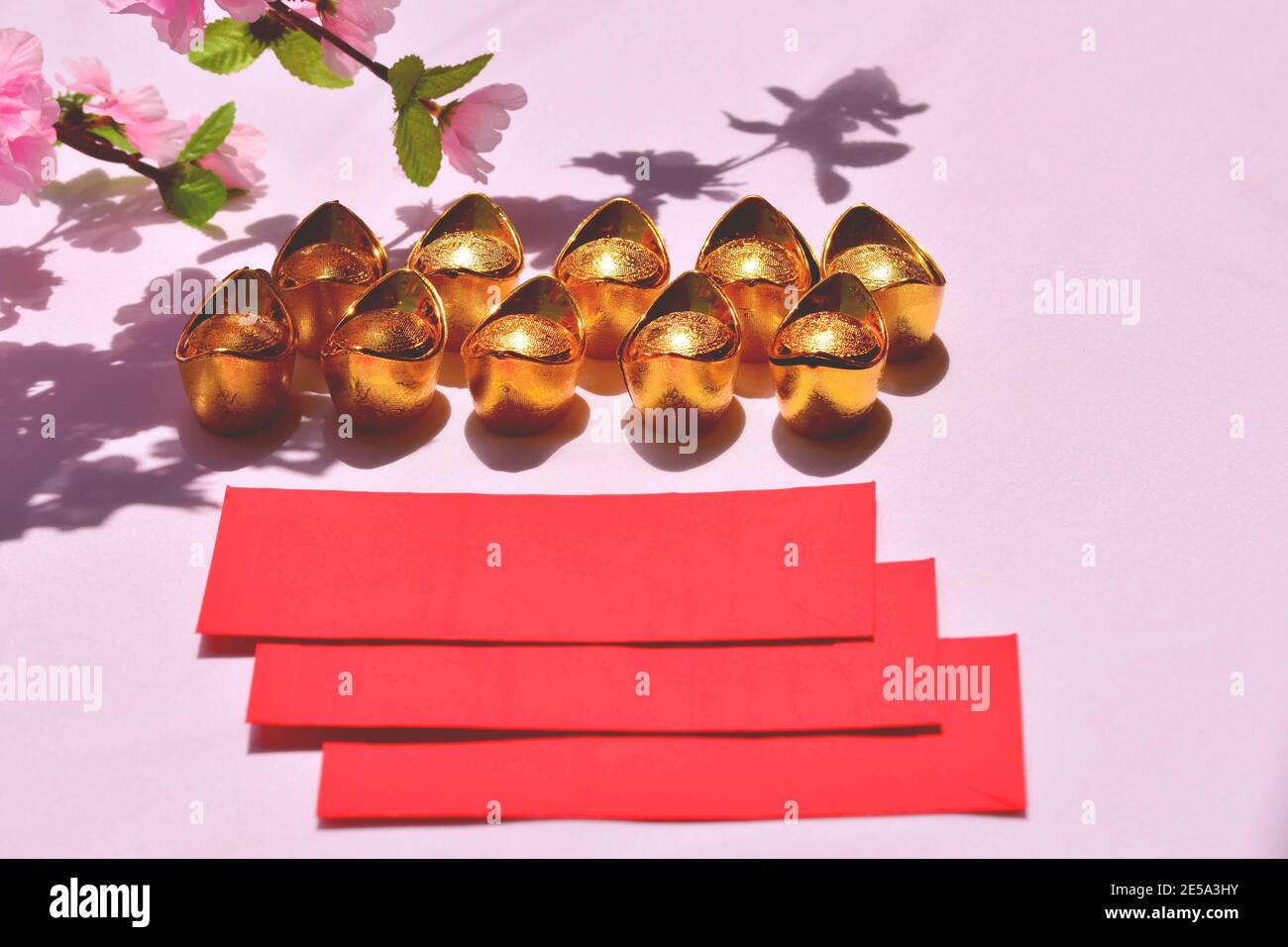Chinese New Year Spring festival decorations a red background Stock ...