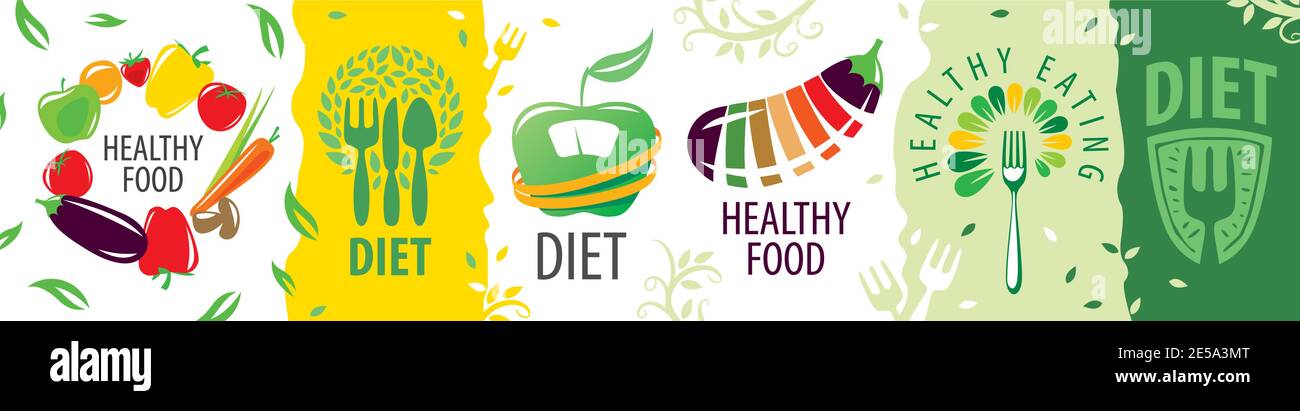 Set of vector logos of diet and healthy eating Stock Vector Image & Art ...