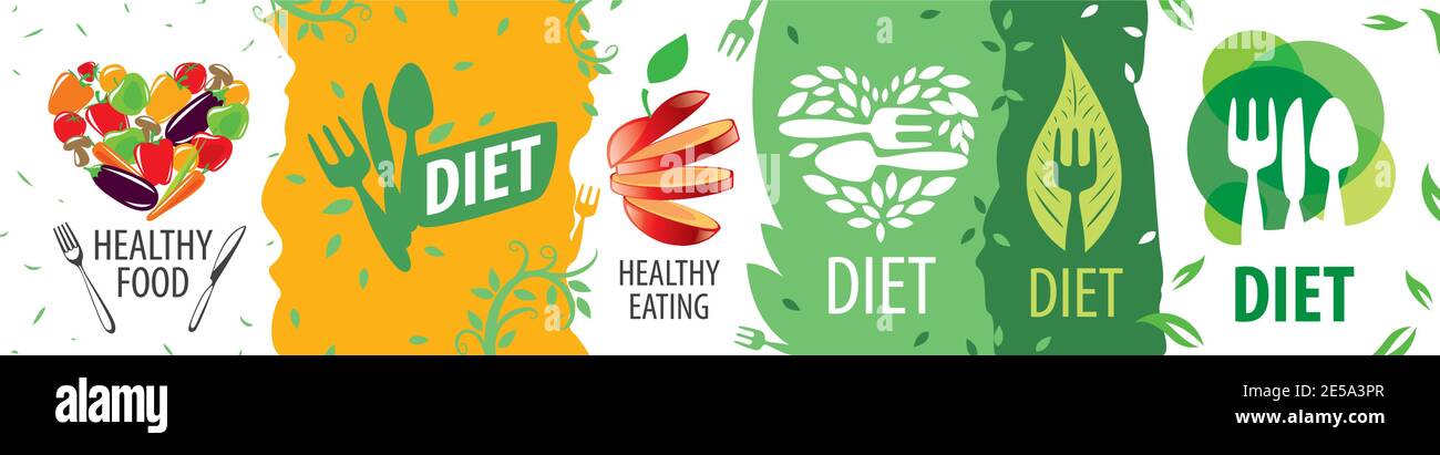 Set of vector logos of diet and healthy eating Stock Vector Image & Art ...