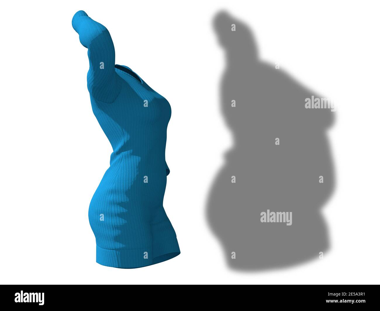 Conceptual fat overweight obese shadow female sweater dress vs slim fit ...