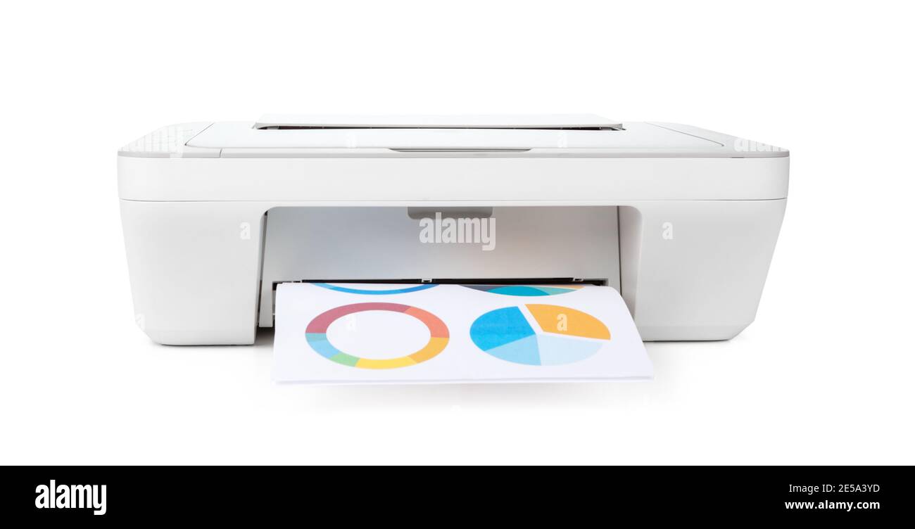 Ink jet printer isolated on white background Stock Photo - Alamy