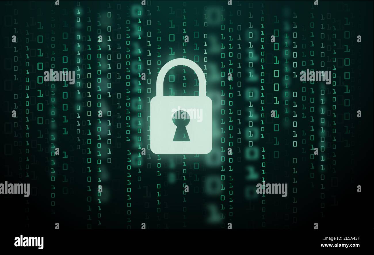 Digital lock guard sign binary code number cyber data background Stock Photo - Alamy