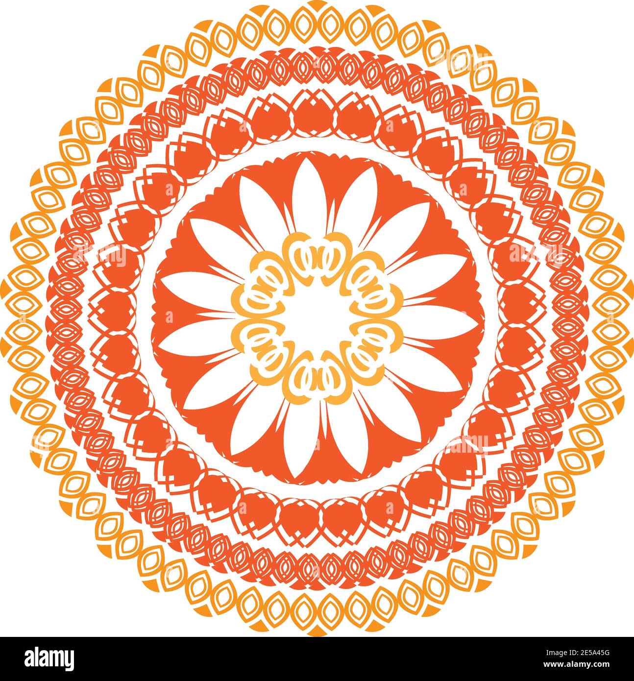Mandala in shades of orange isolated on a white background Stock Photo ...