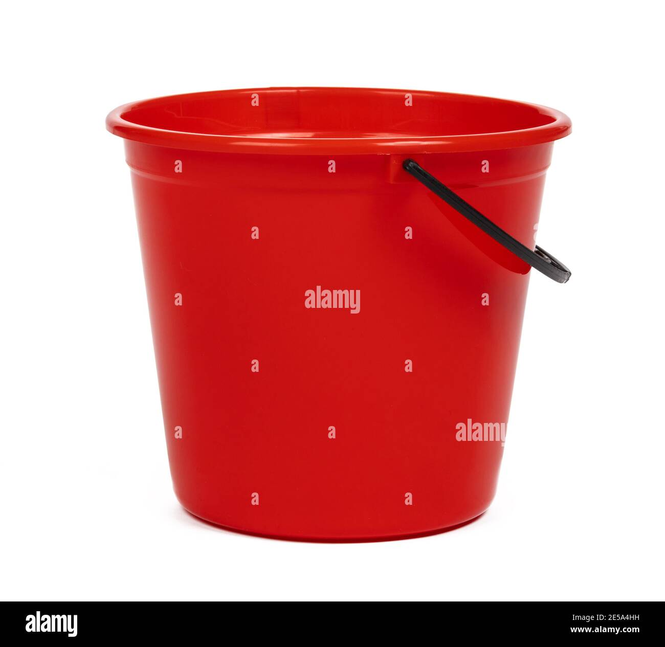 empty red plastic household bucket on a white background Stock Photo ...