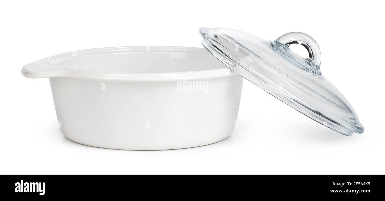 White ceramic cooking pot isolated on a white background Stock Photo ...