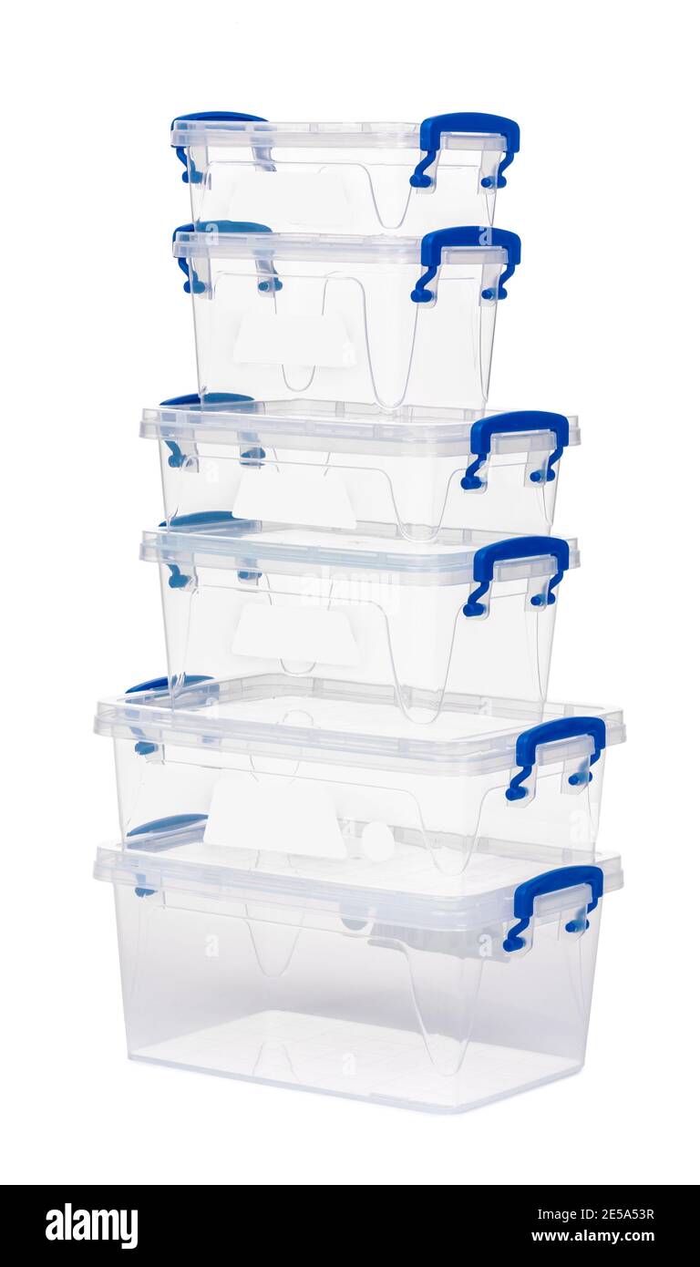 Transparent plastic box isolated on white background Stock Photo - Alamy