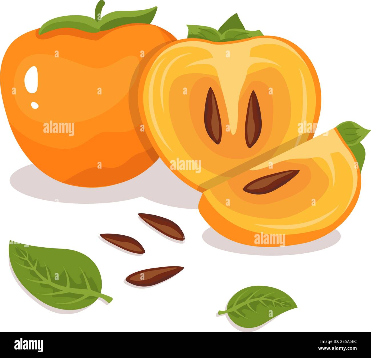 Persimmon orange fruit icon in cartoon style Stock Vector Image & Art ...