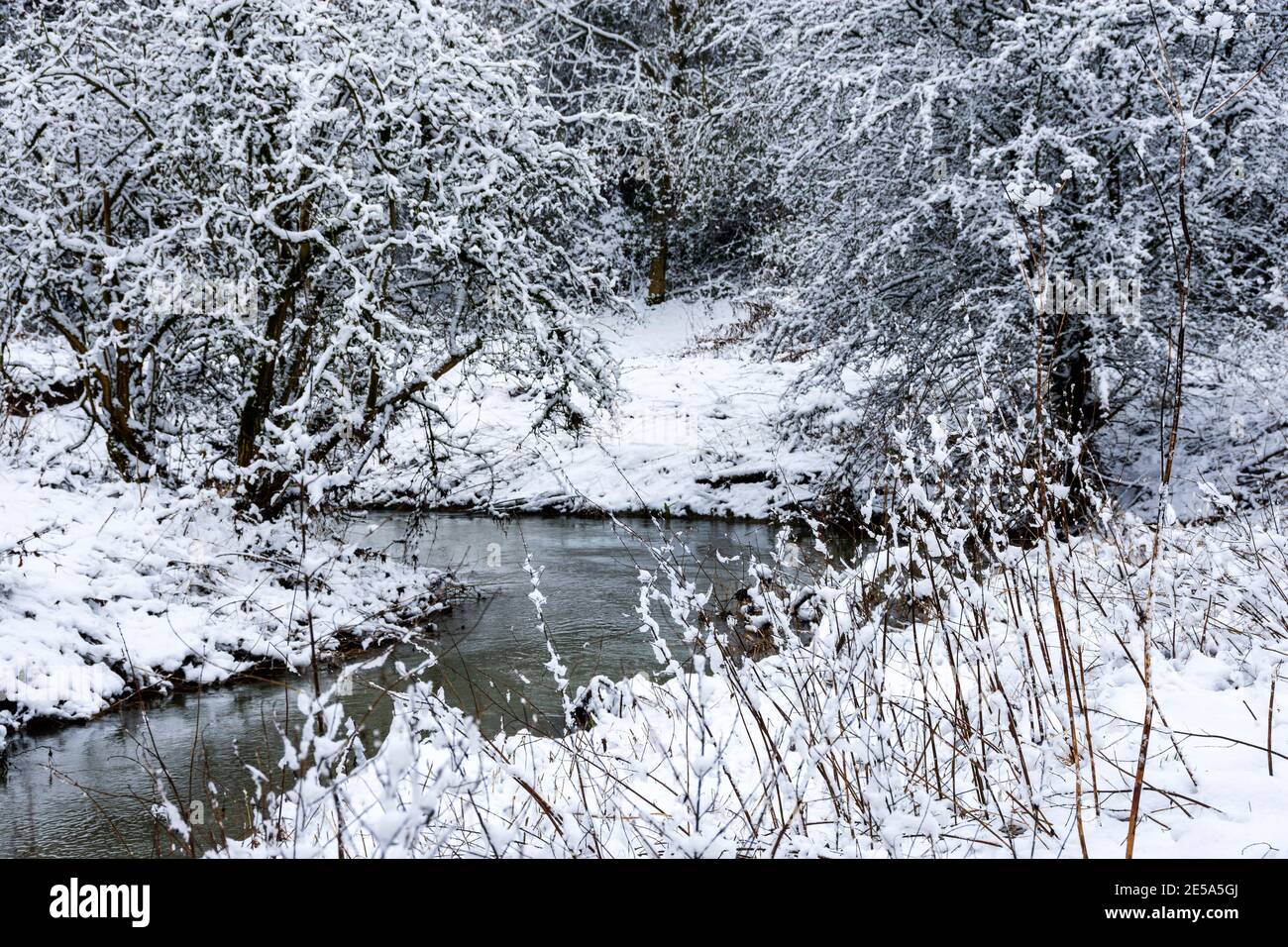 A river scene in the winter snow Stock Photo - Alamy