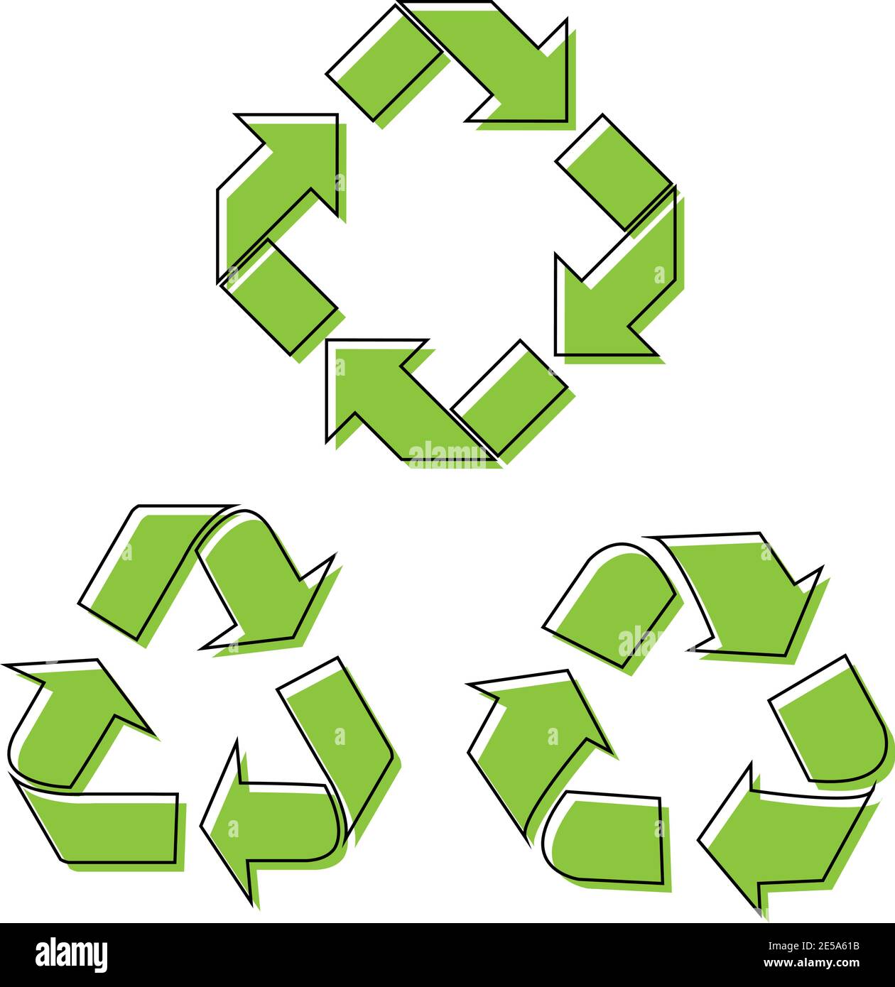 Set of green Recycle sign in flat design. Eps10 Stock Vector Image ...