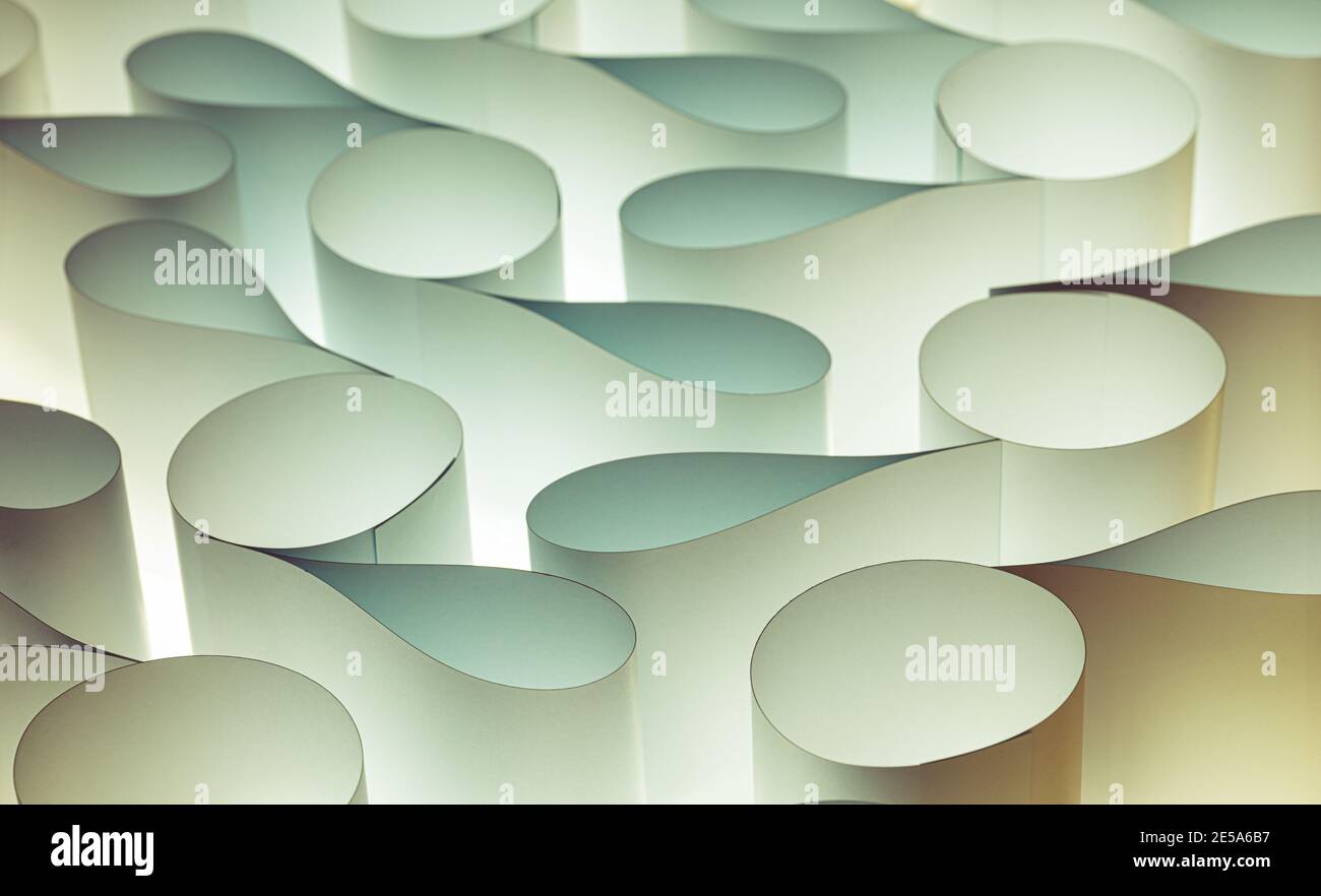 Funky futuristic abstract background made of paper cylinders and ...