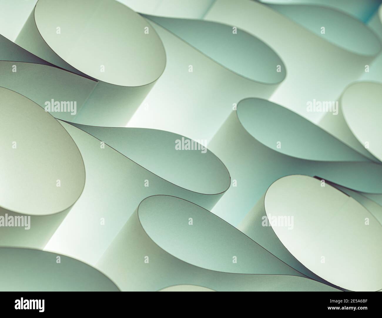 Funky futuristic abstract warm blue background made of paper cylinders ...