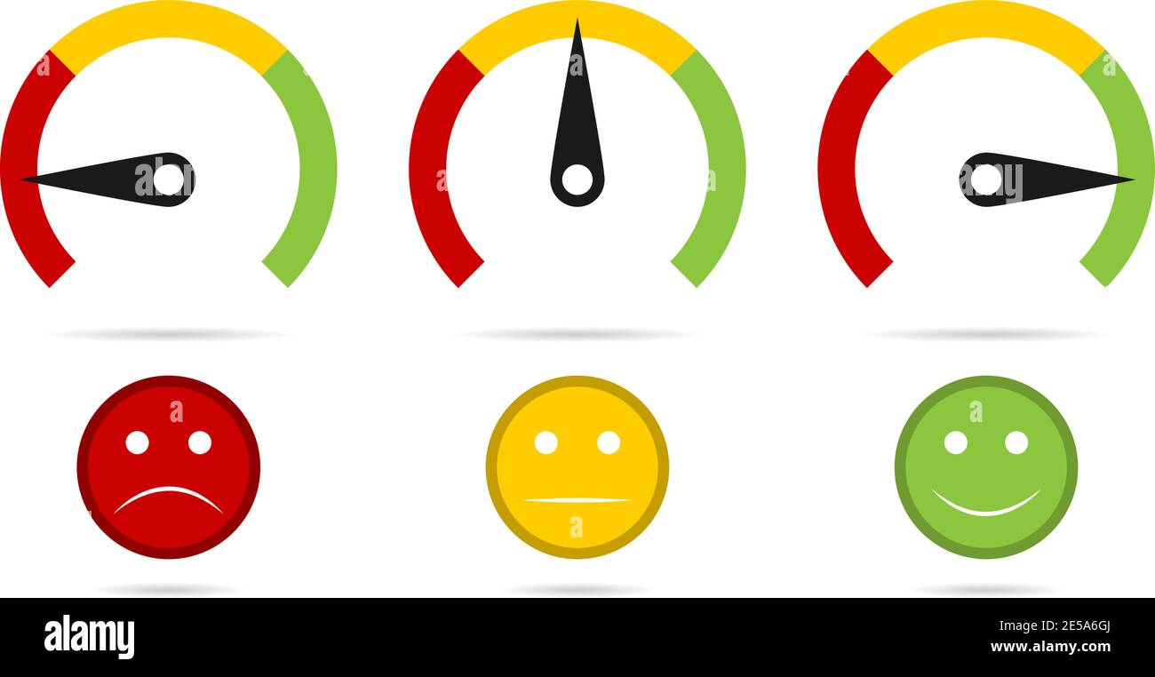Set of measuring speedometer with emotions, Easy Normal Hard Stock ...