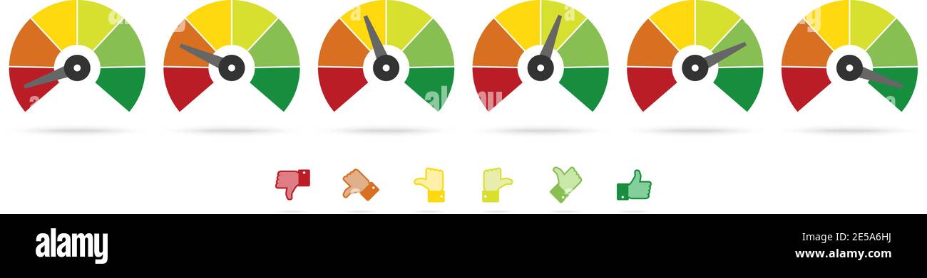 Set of measuring speedometer with emotions, Easy Normal Hard Stock ...