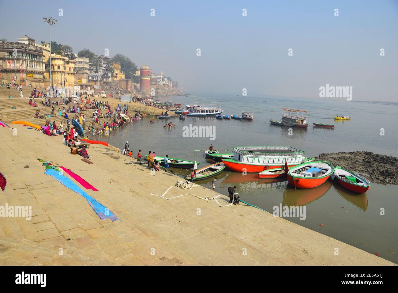 Boats on the Ganges River, Ghats, Varanasi, India Stock Photo - Alamy