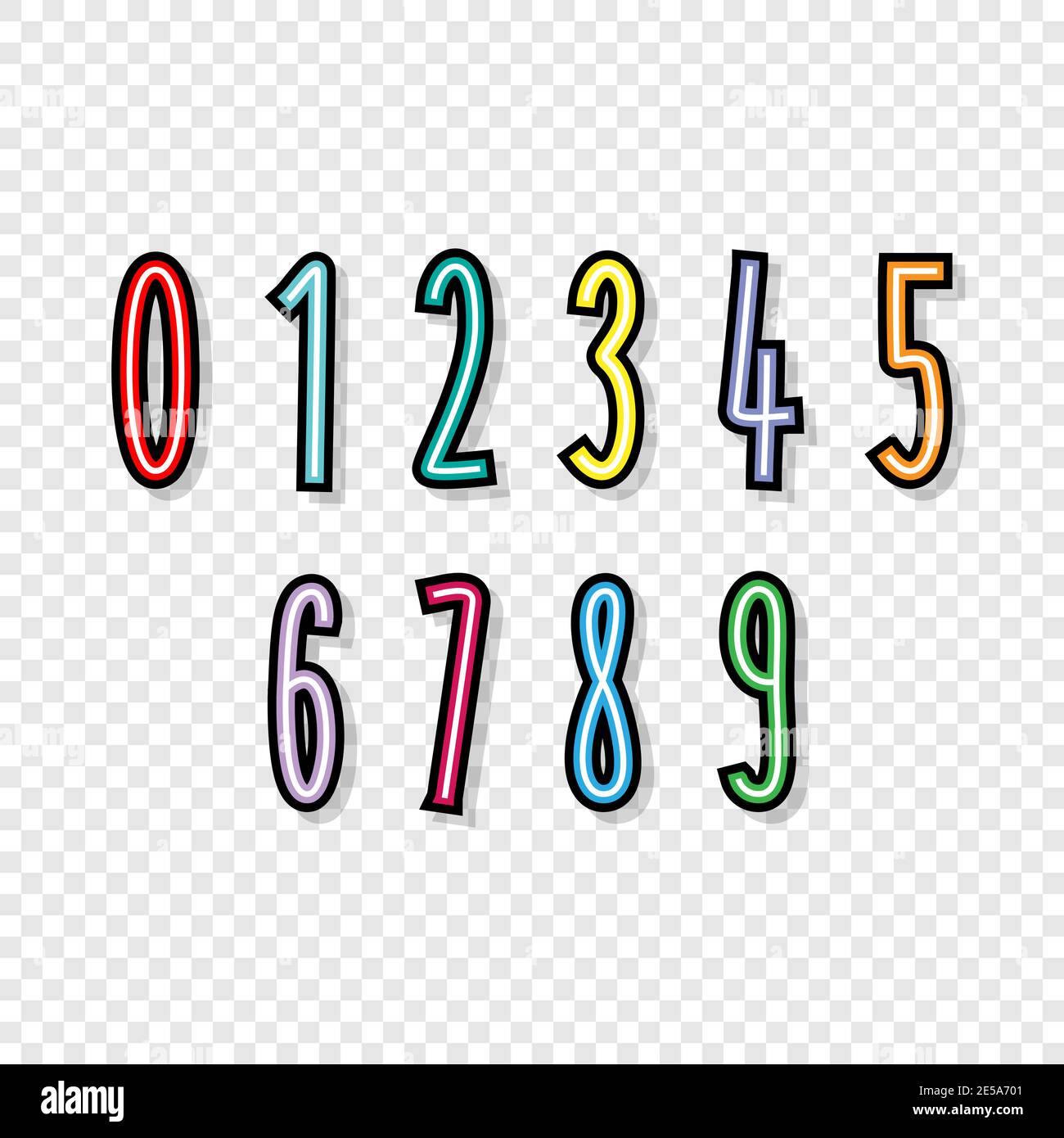Set colorful numbers, Vector cartoon kids figures, Number icon Stock ...
