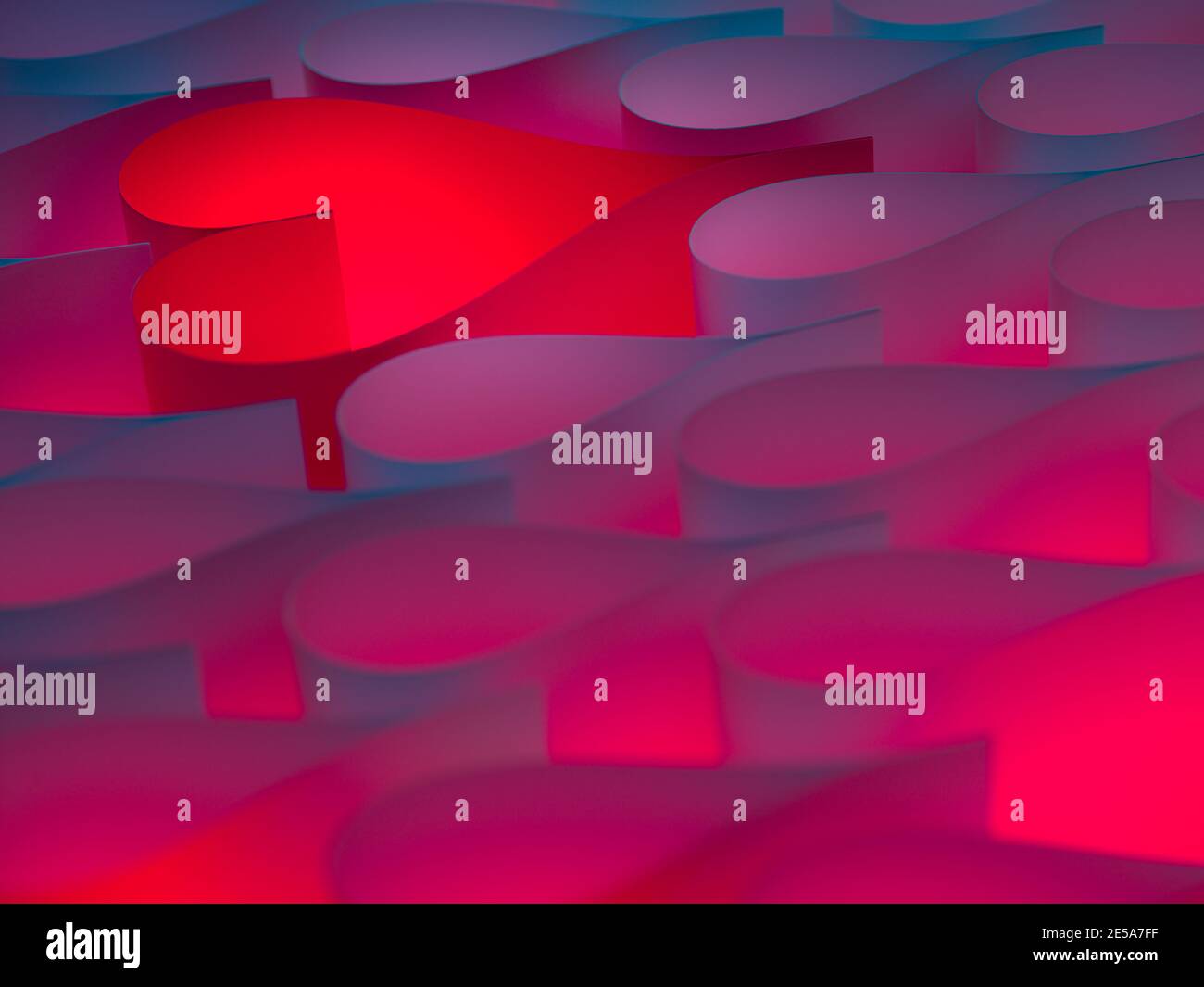 Warm heart flow abstract concept made from shapes of paper backlit ...