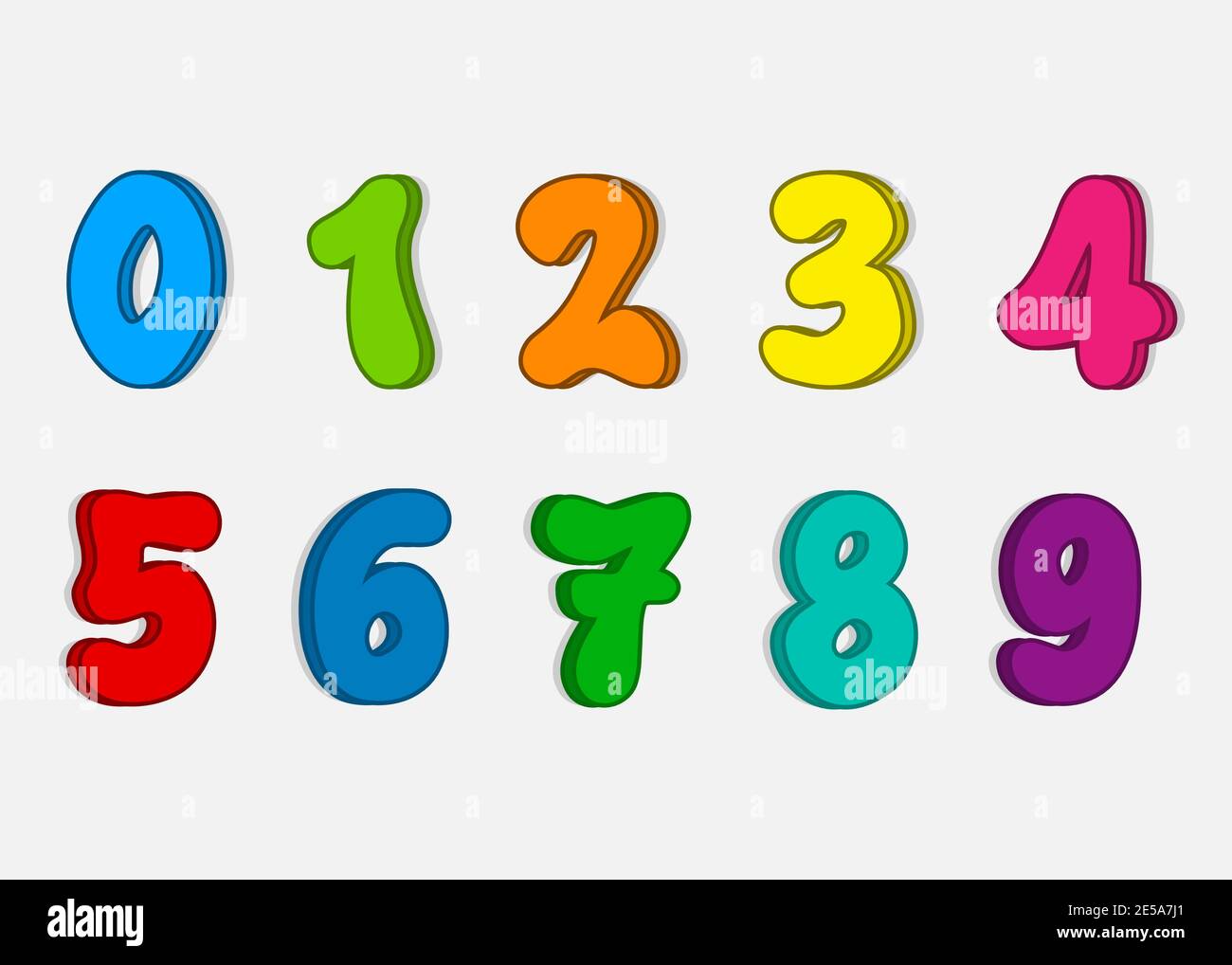 Set colorful numbers, Vector cartoon kids figures, Number icon Stock ...
