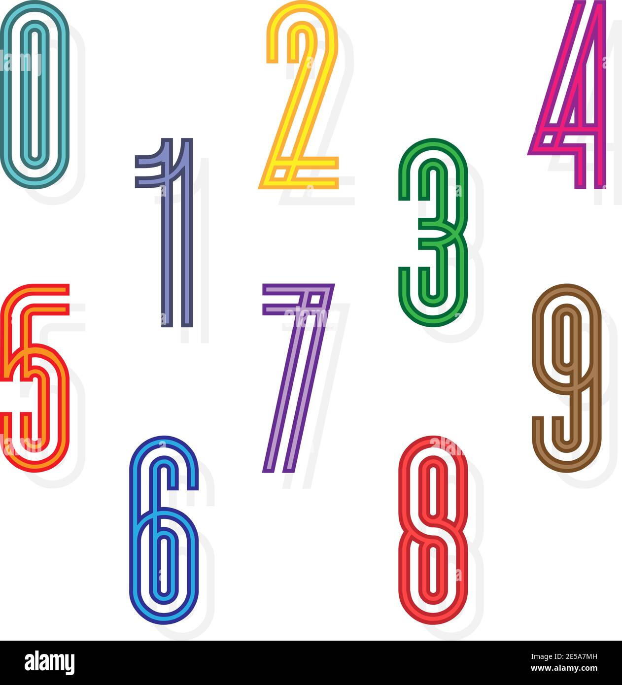 Set colorful numbers formed by parallel lines, Color numbers Stock ...