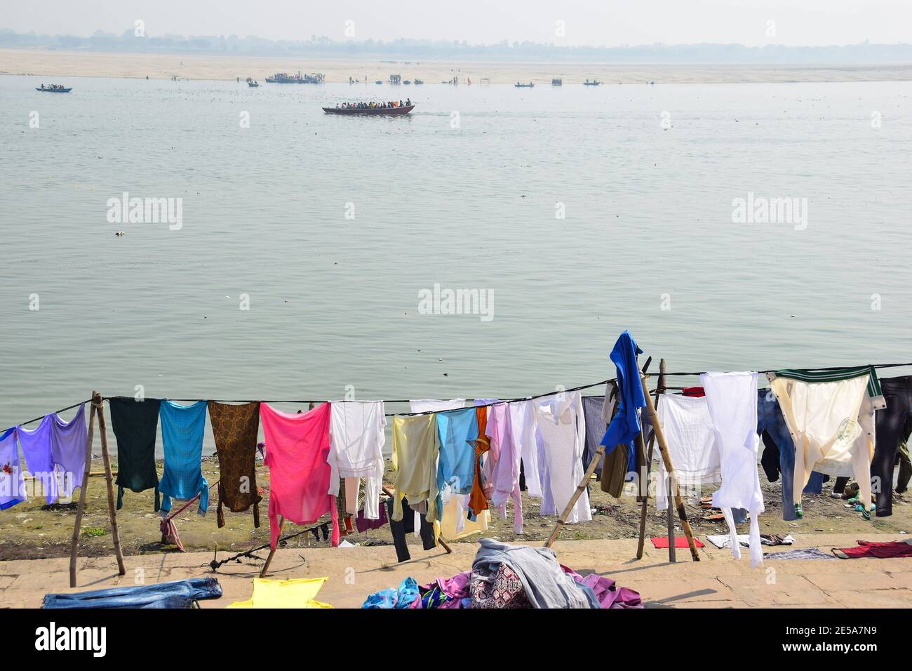 Washing Line, Ganges River, Ghats, Varanasi, India Stock Photo - Alamy