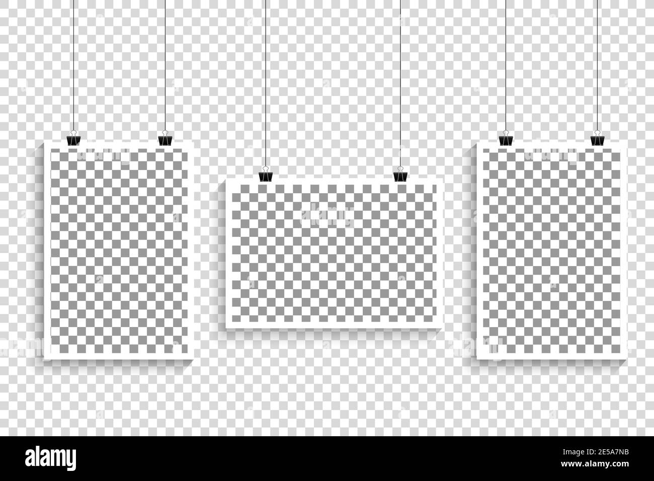 Set of Retro photo frames with pin and shadows. Vector illustration ...