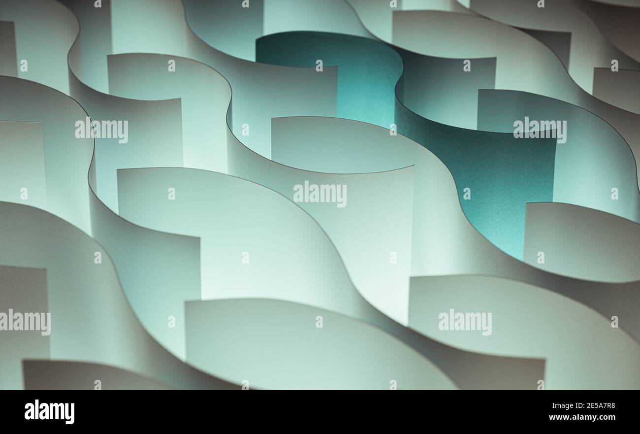 Abstract origami waves made from paper, one is blue Stock Photo - Alamy