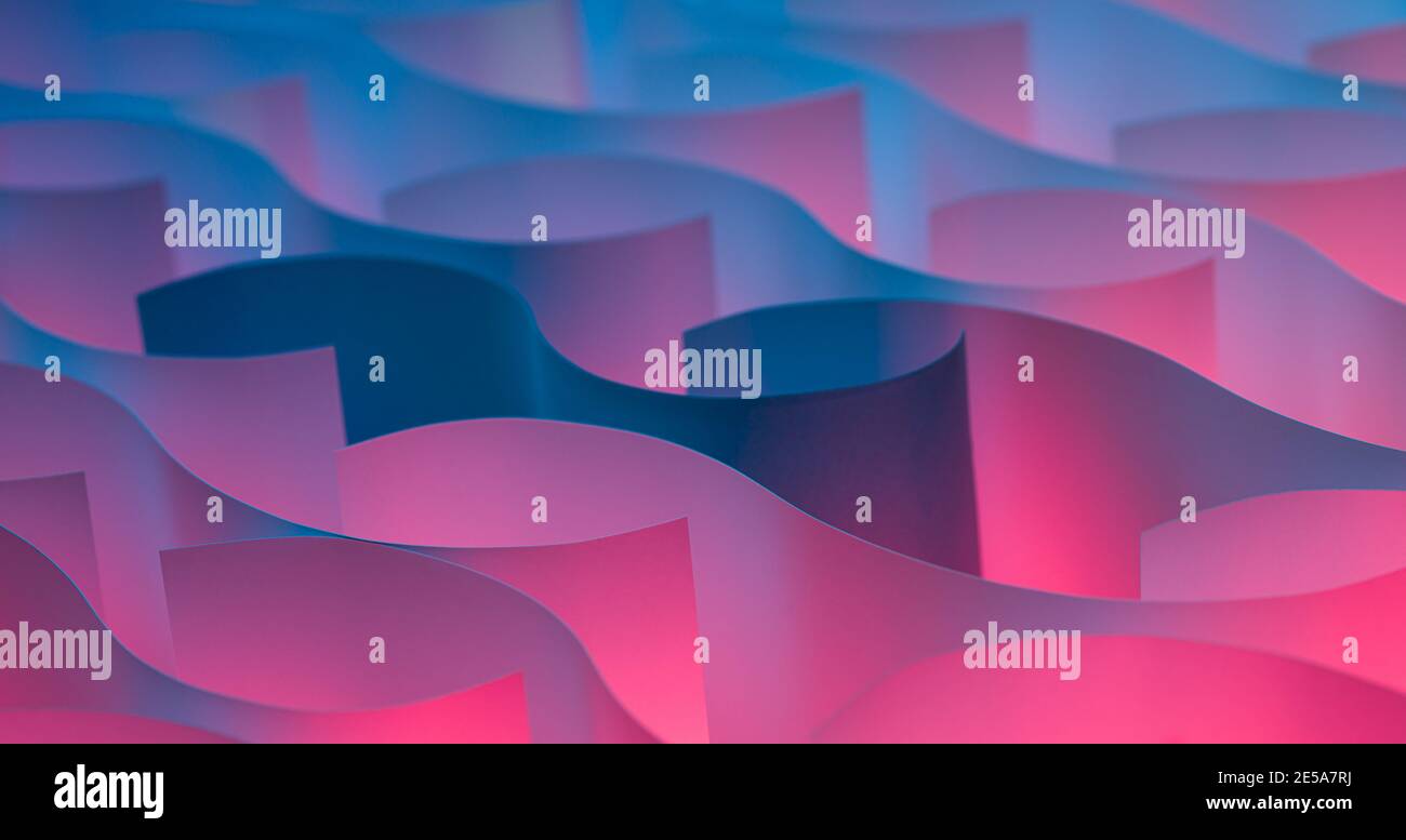 Pink blue and turquoise waves of paper illustrating diversity and ...