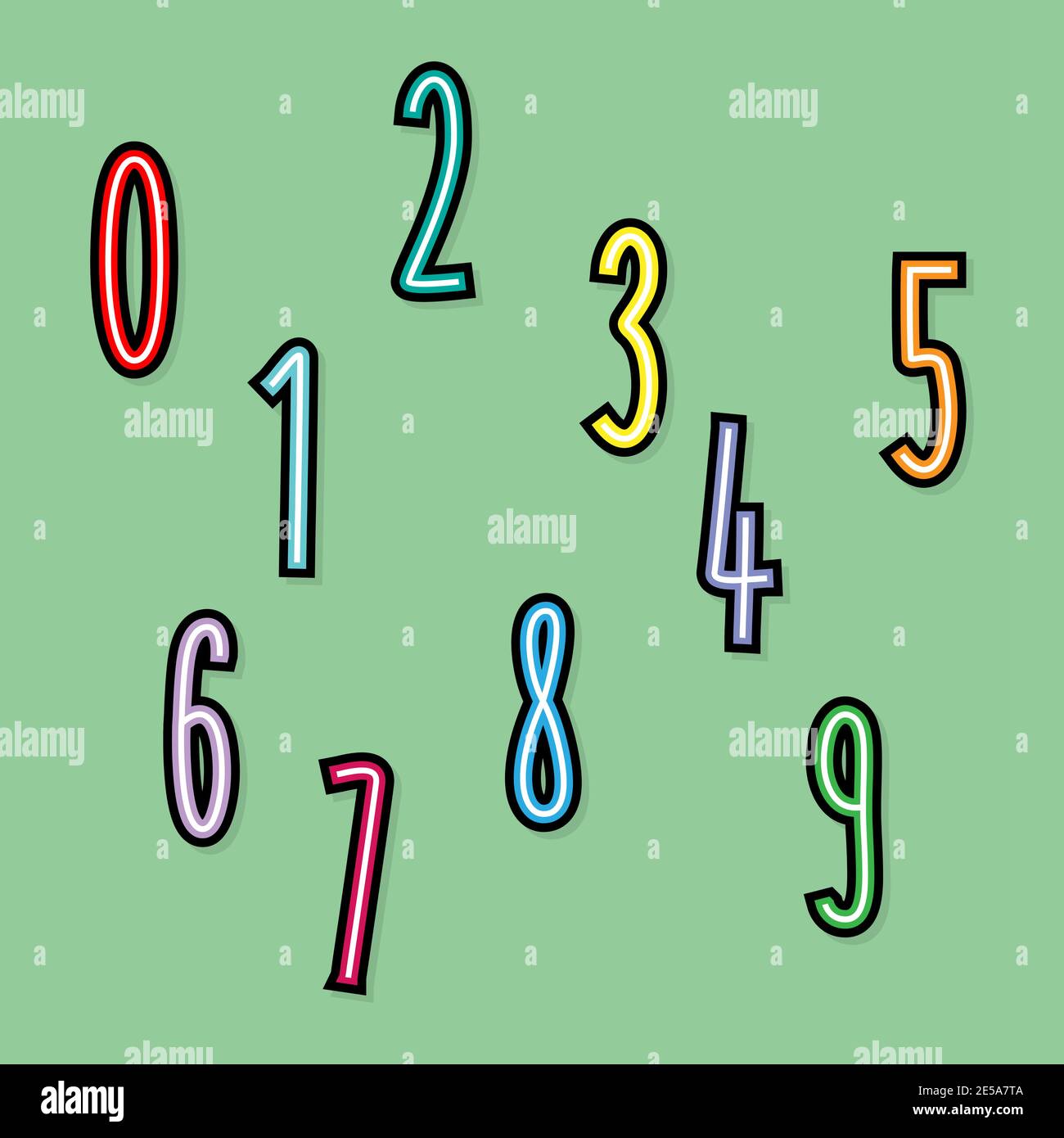 Set colorful numbers, Vector cartoon kids figures, Number icon Stock ...