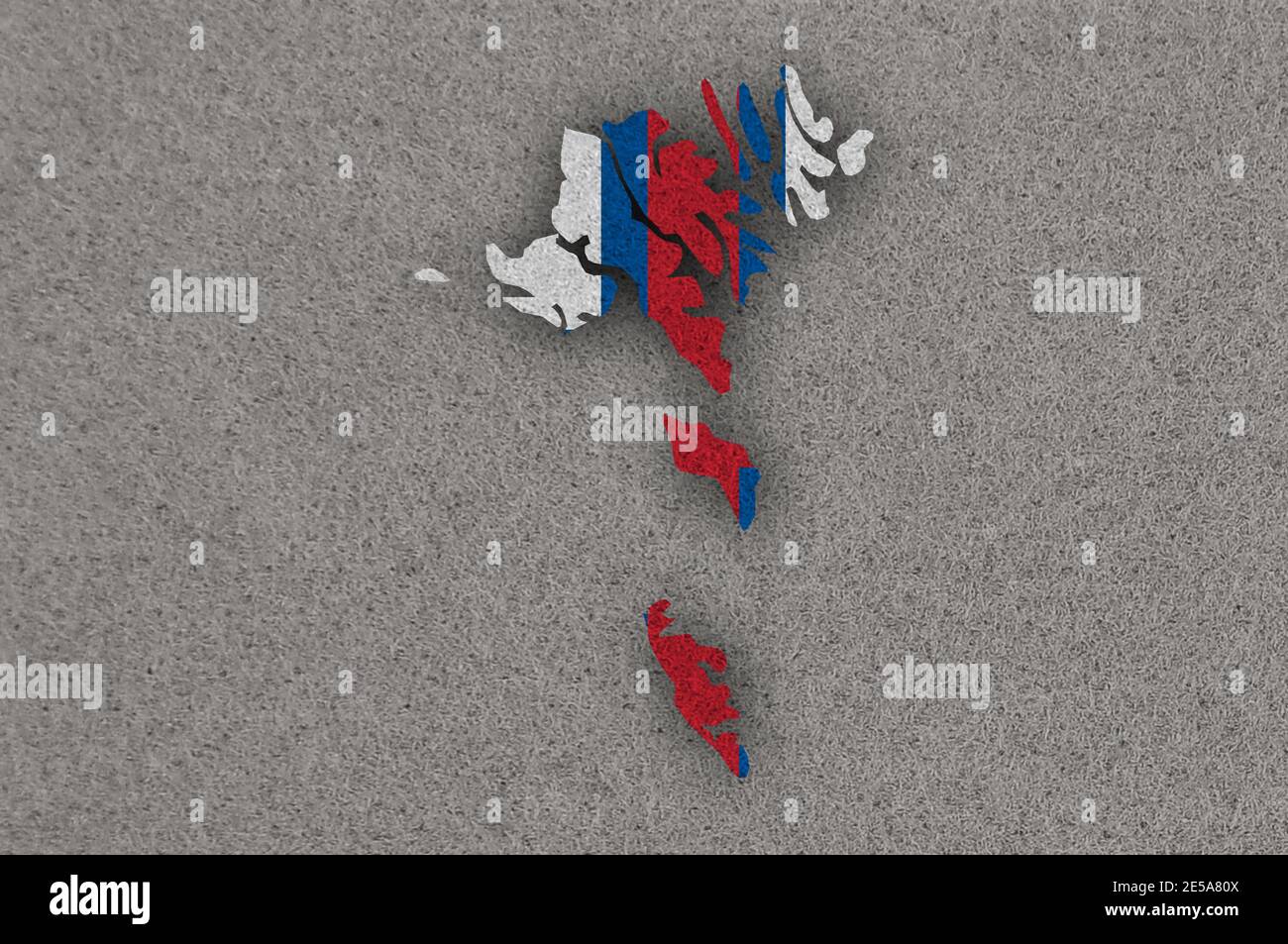Map and flag of Faroe Islands on felt Stock Photo - Alamy