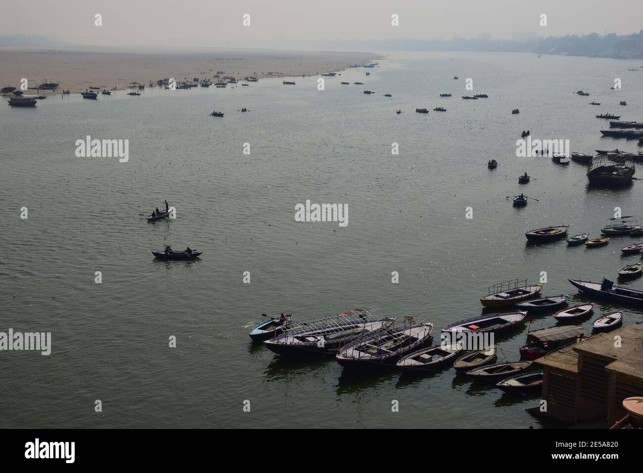 Boats on the Ganges River, Ghats, Varanasi, India Stock Photo - Alamy