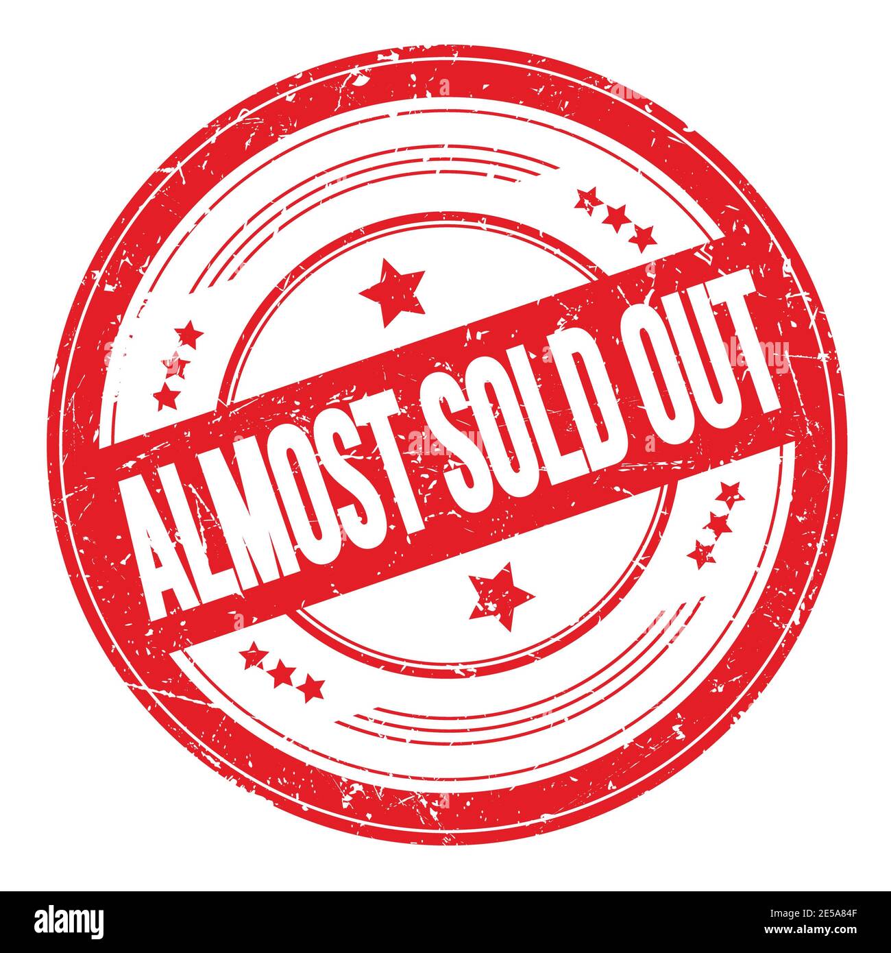 ALMOST SOLD OUT text on red round grungy texture stamp Stock Photo - Alamy
