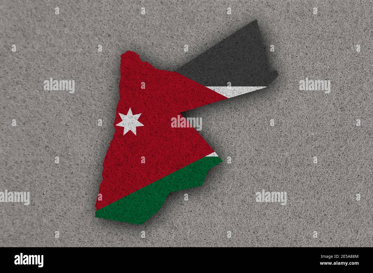 Map and flag of Jordan on felt Stock Photo - Alamy
