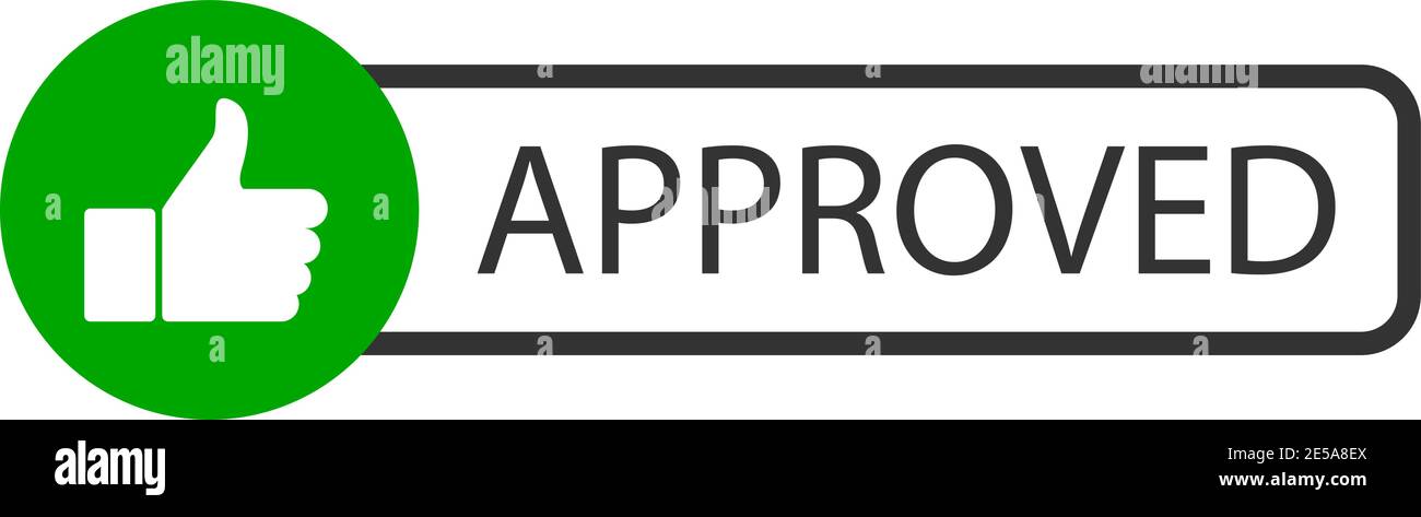 Approved stamp vector. Button Approved in flat style design Stock ...