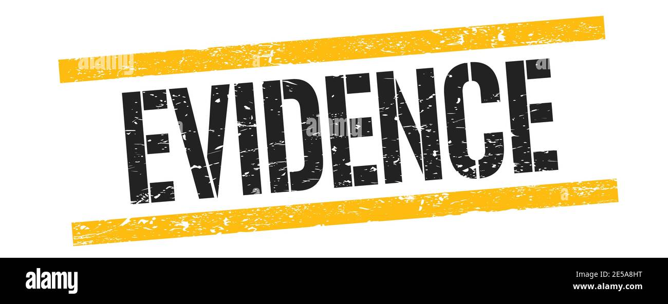 EVIDENCE text on black yellow grungy lines stamp sign Stock Photo - Alamy