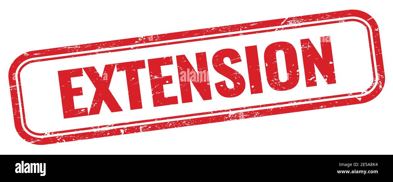 EXTENSION text on red grungy rectangle stamp Stock Photo - Alamy