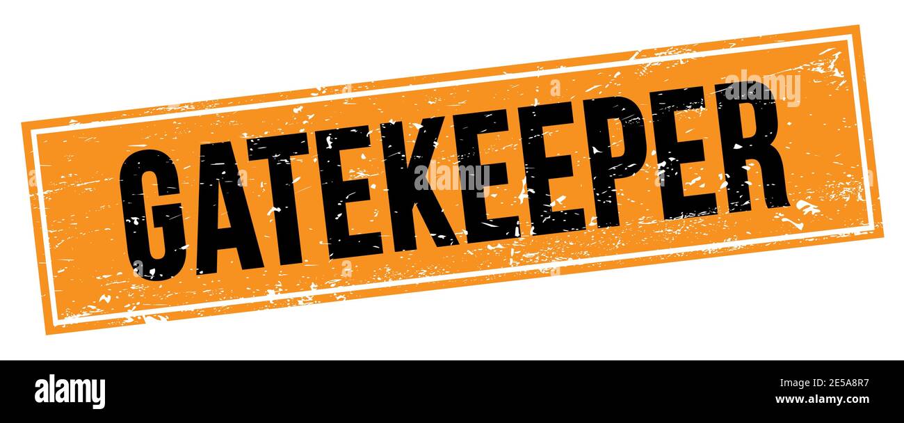 GATEKEEPER text on black orange grungy rectangle stamp sign Stock Photo ...