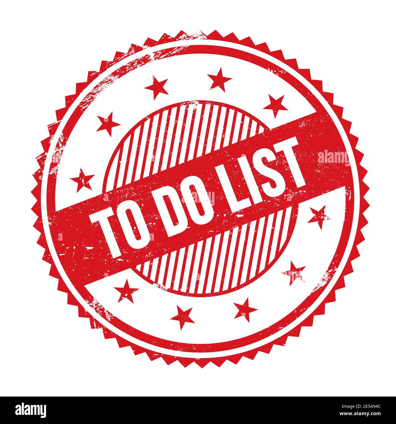 TO DO LIST text written on red grungy zig zag borders round stamp Stock ...