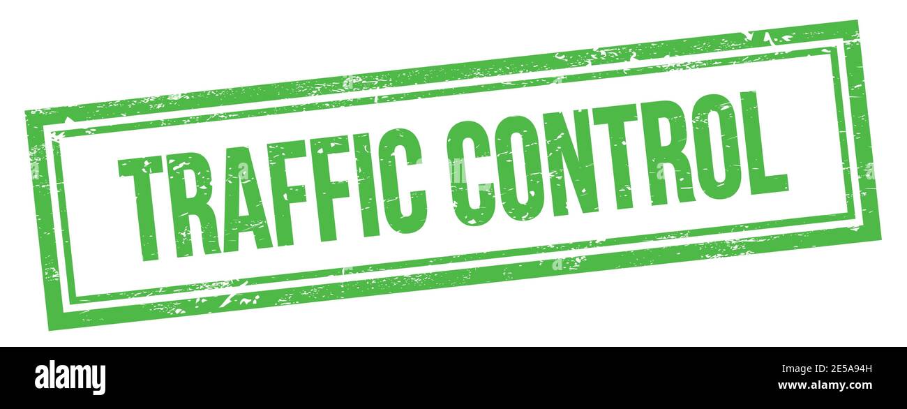 TRAFFIC CONTROL text on green grungy vintage rectangle stamp Stock ...