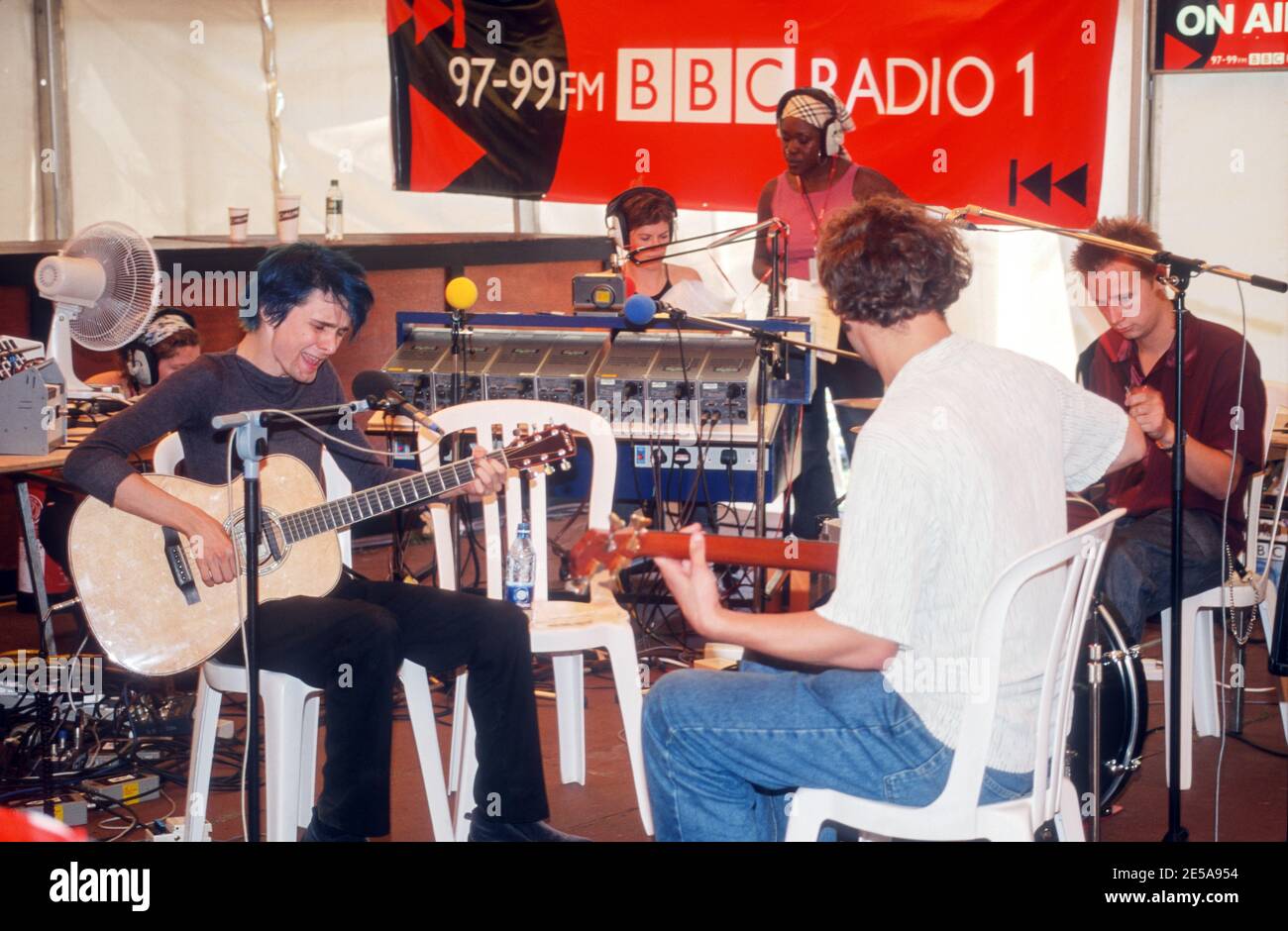 Muse performing for BBC Radio 1 backstage at the Reading Festival 2000 ...