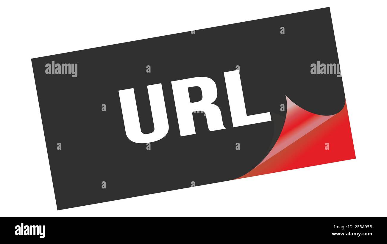 URL text written on black red sticker stamp Stock Photo - Alamy