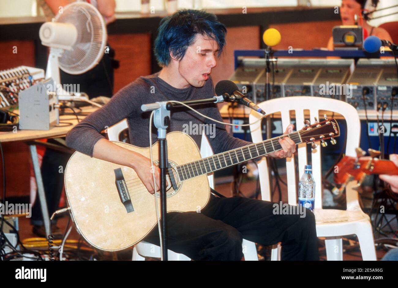 Muse performing for BBC Radio 1 backstage at the Reading Festival 2000 ...