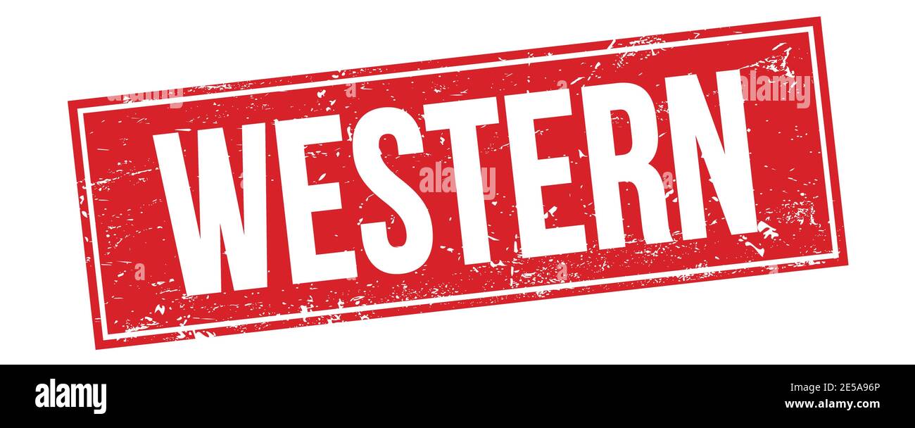 WESTERN text on red grungy rectangle stamp sign Stock Photo - Alamy