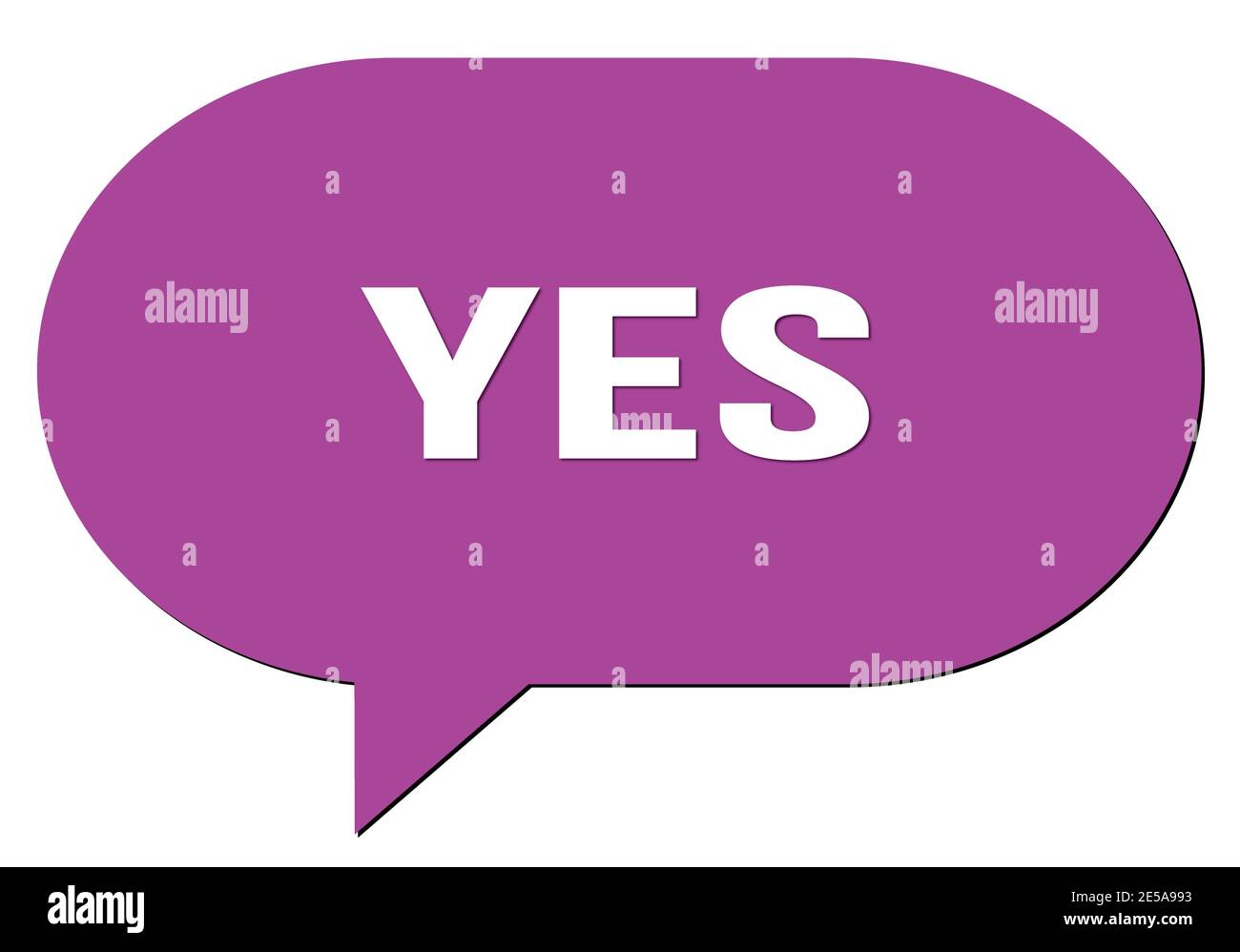 YES text written in a violet speech bubble stamp Stock Photo - Alamy