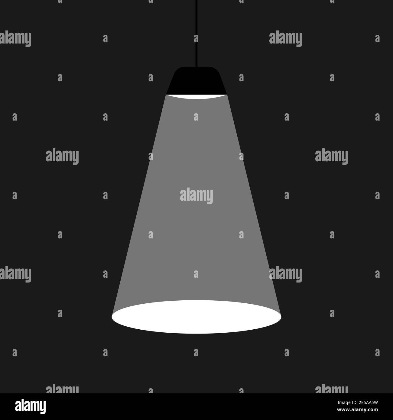 Black ceiling lamp in a flat design. A ray of light. Vector ...