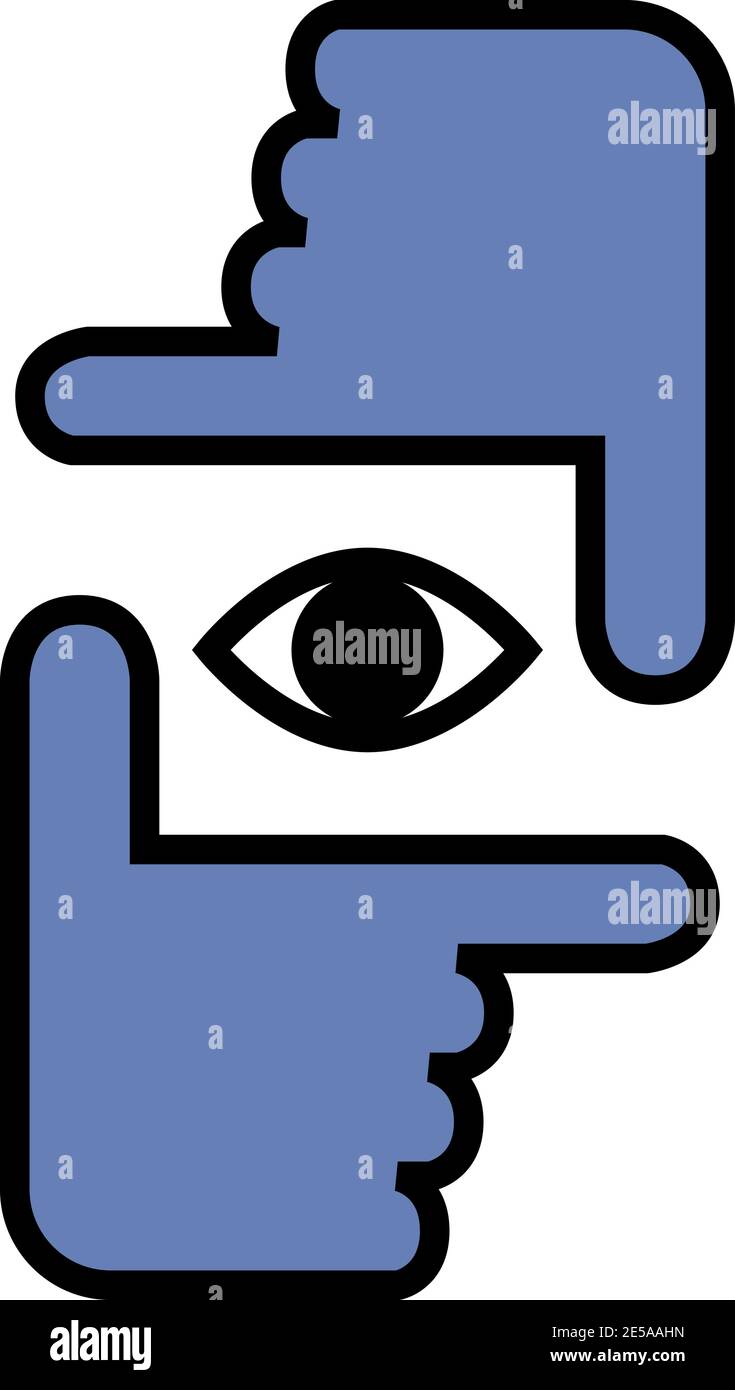 Camera concept. Photographer hand framing with eye. Hand icon for ...