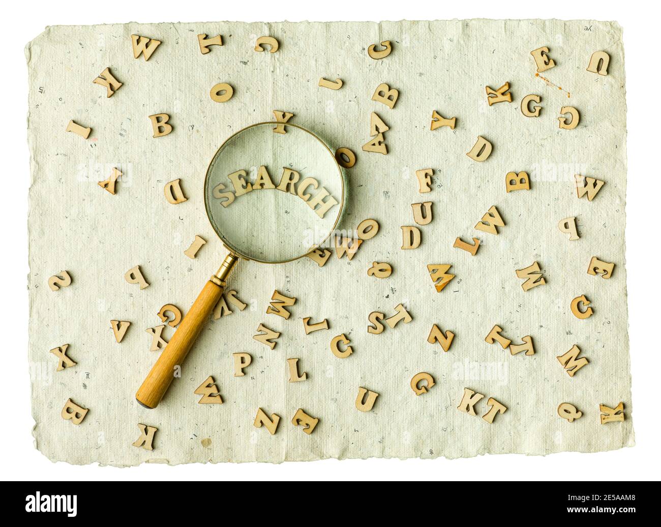 Word search with magnifying glass Cut Out Stock Images & Pictures - Alamy