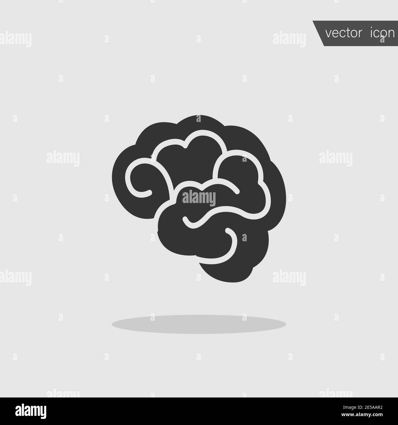 Science vector brain icon flat Black and White Stock Photos & Images ...