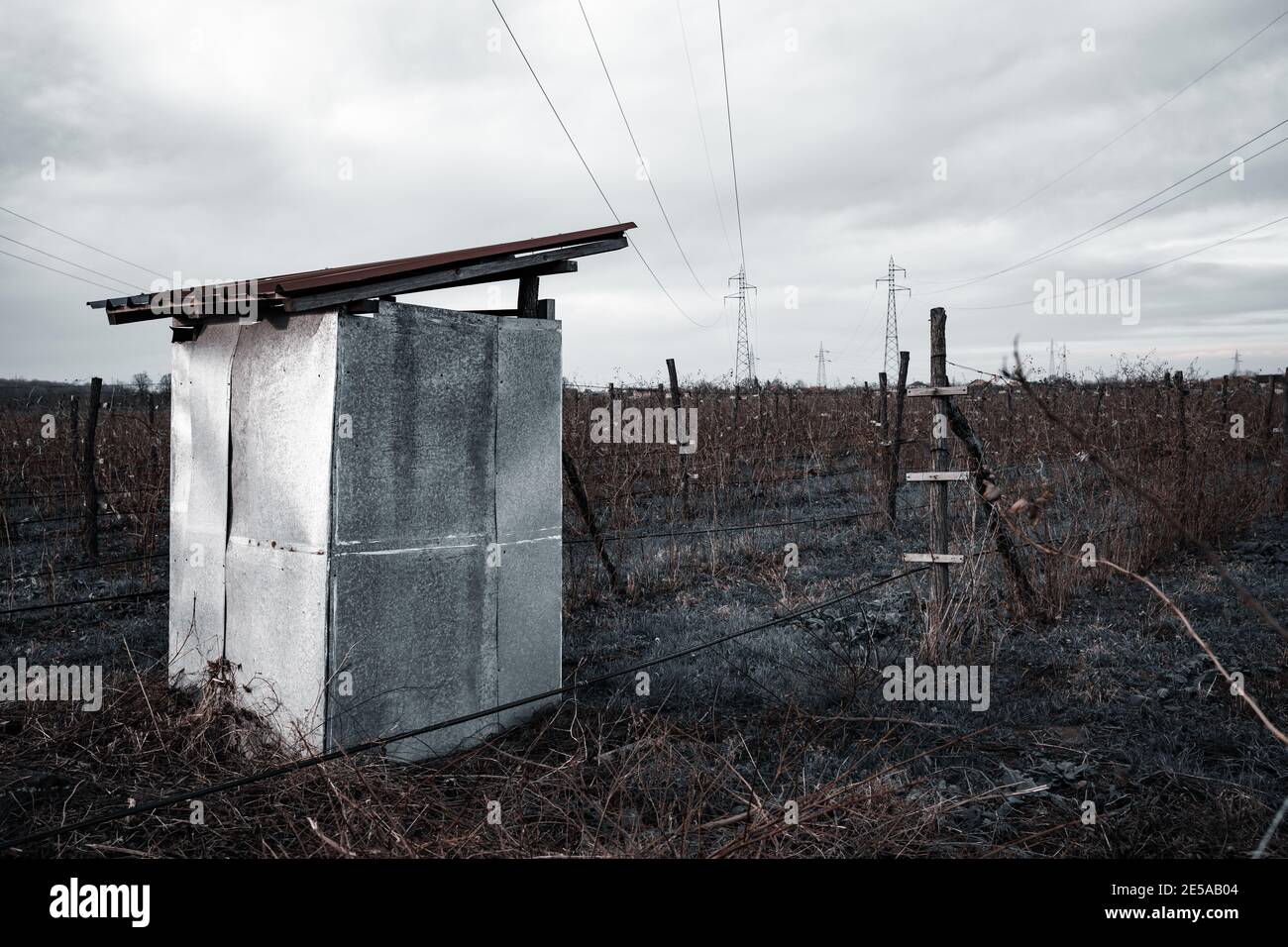 Small toilet standing in the field Stock Photo - Alamy