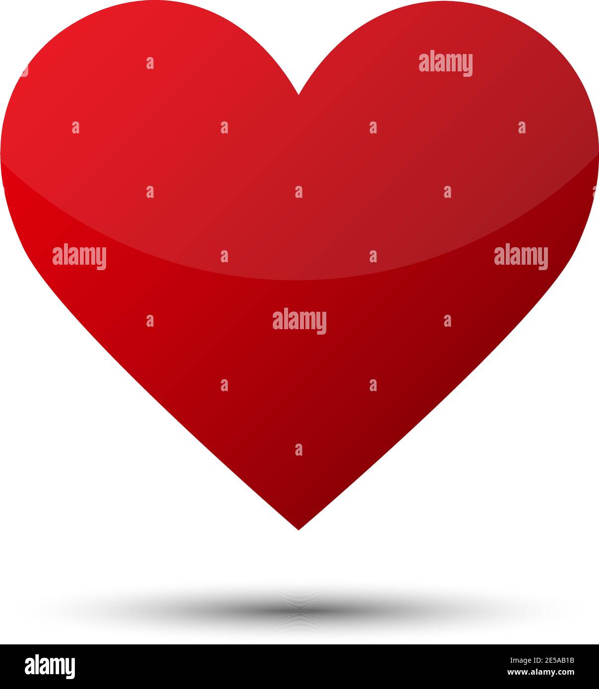 Big red love heart with shadow in blank background Stock Vector Image ...