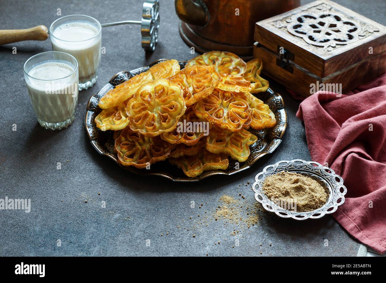 Indian rose cookies, achappam, Achu Murukku indian christmas food Stock ...